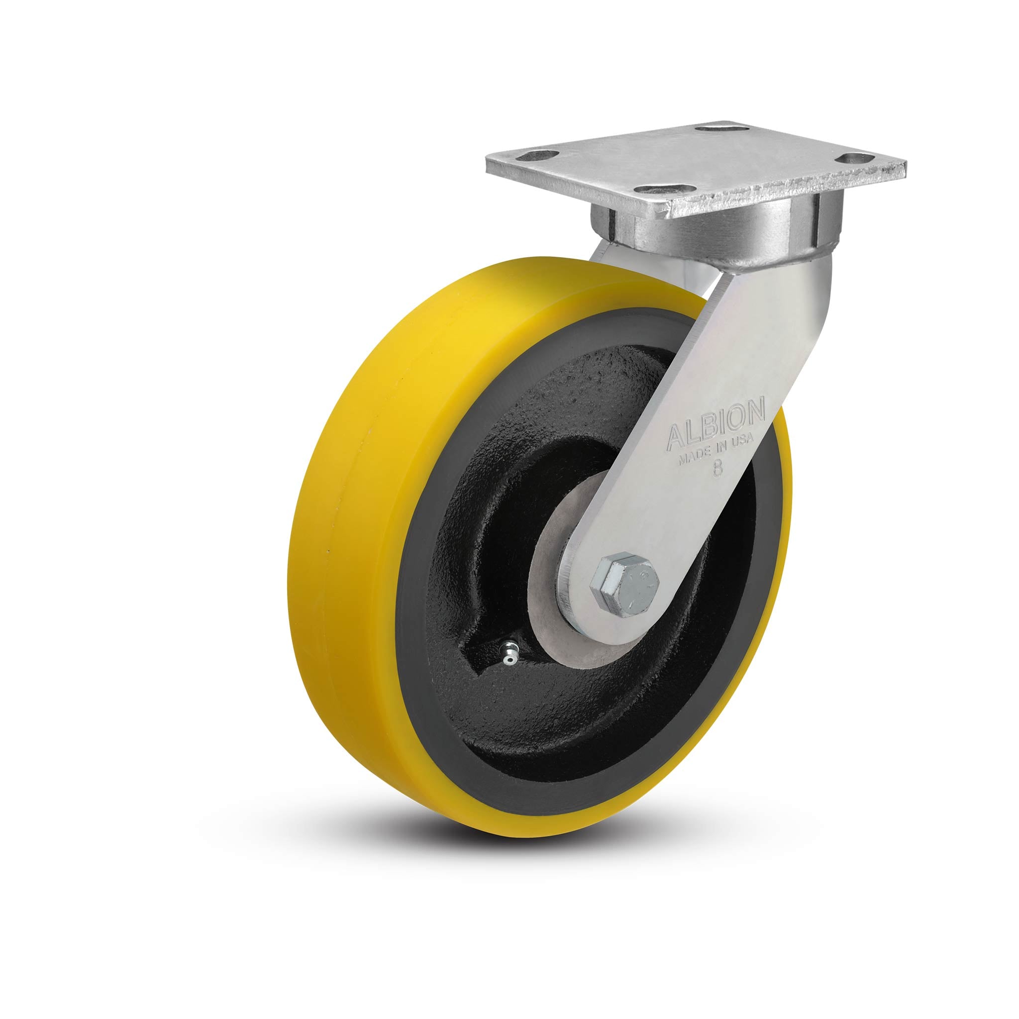 8"x2" Kingpinless Ergonomic Caster 9.5 OAH – USA Rig, Heavy-Duty Polyu
