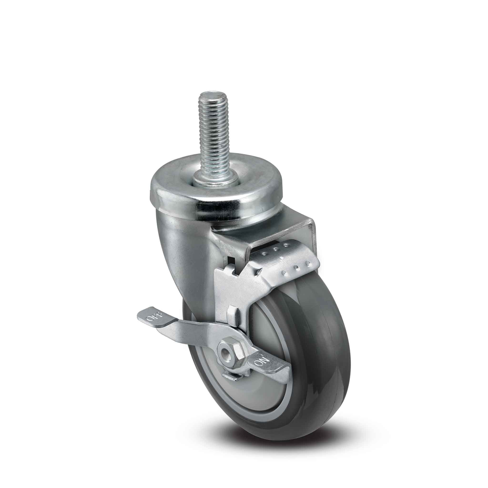 25PPB40S-T824-TB | 4"x1.25" TPU BB Wheel 1/2"x1.5" Threaded Stem Side ...