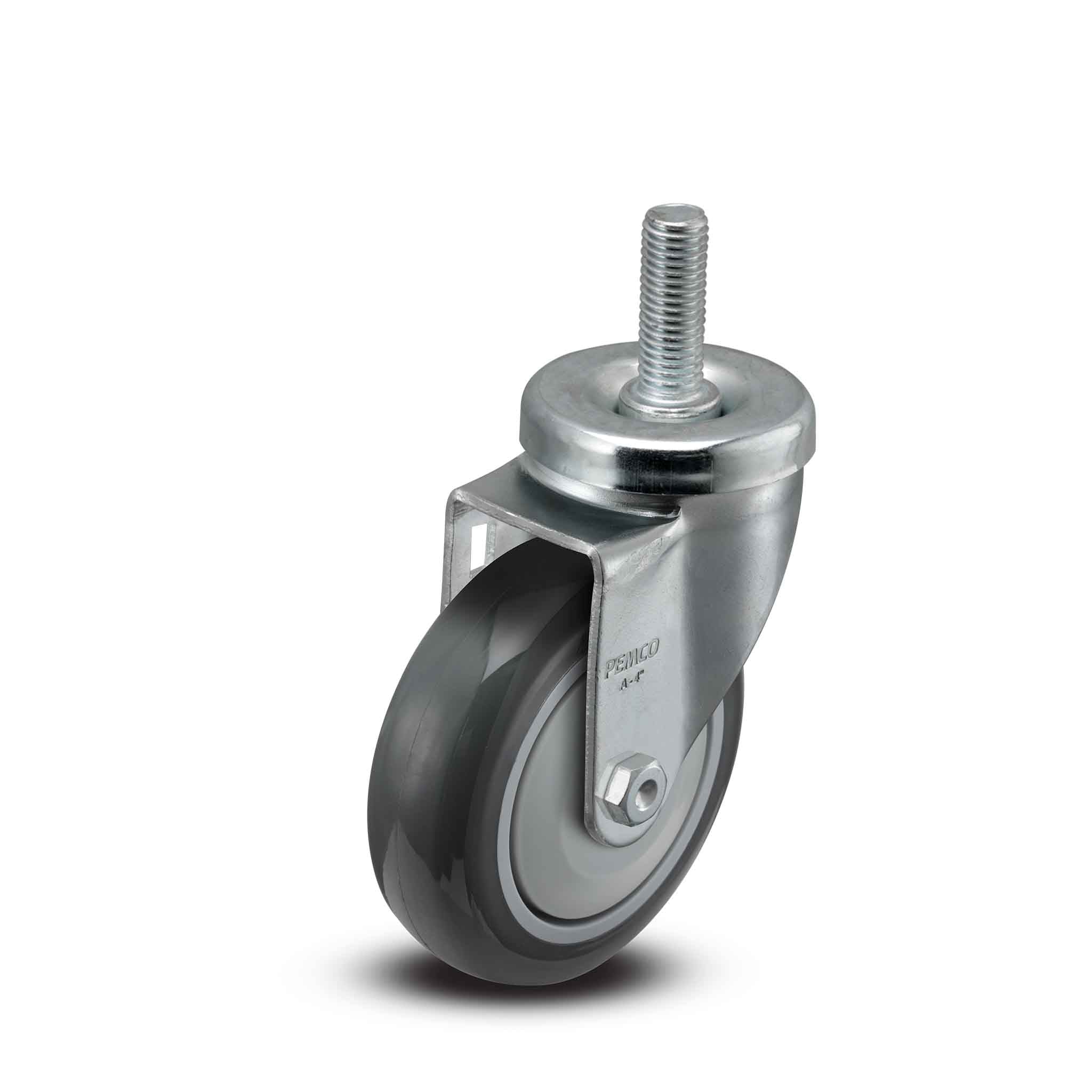 25PPB40S-T824 | 4"x1.25" TPU BB Wheel 1/2"x1.5" Threaded Stem Swivel Caster