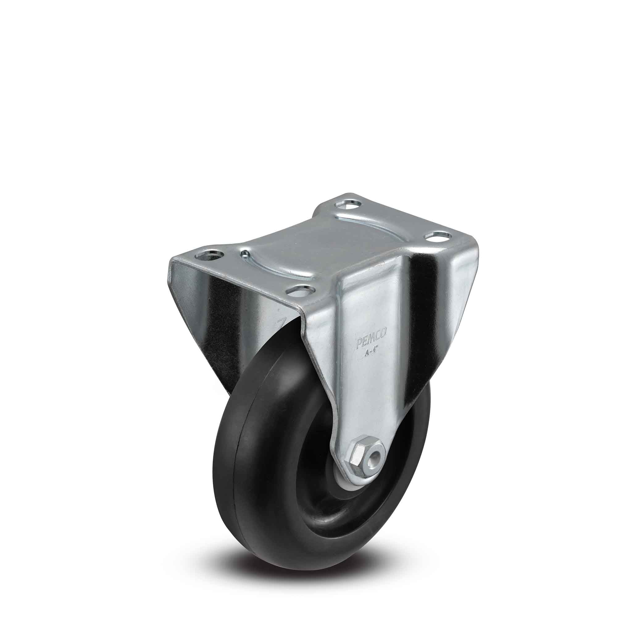 4 inch Rigid Caster with 1.25 inch wide Black Polyolefin Wheel