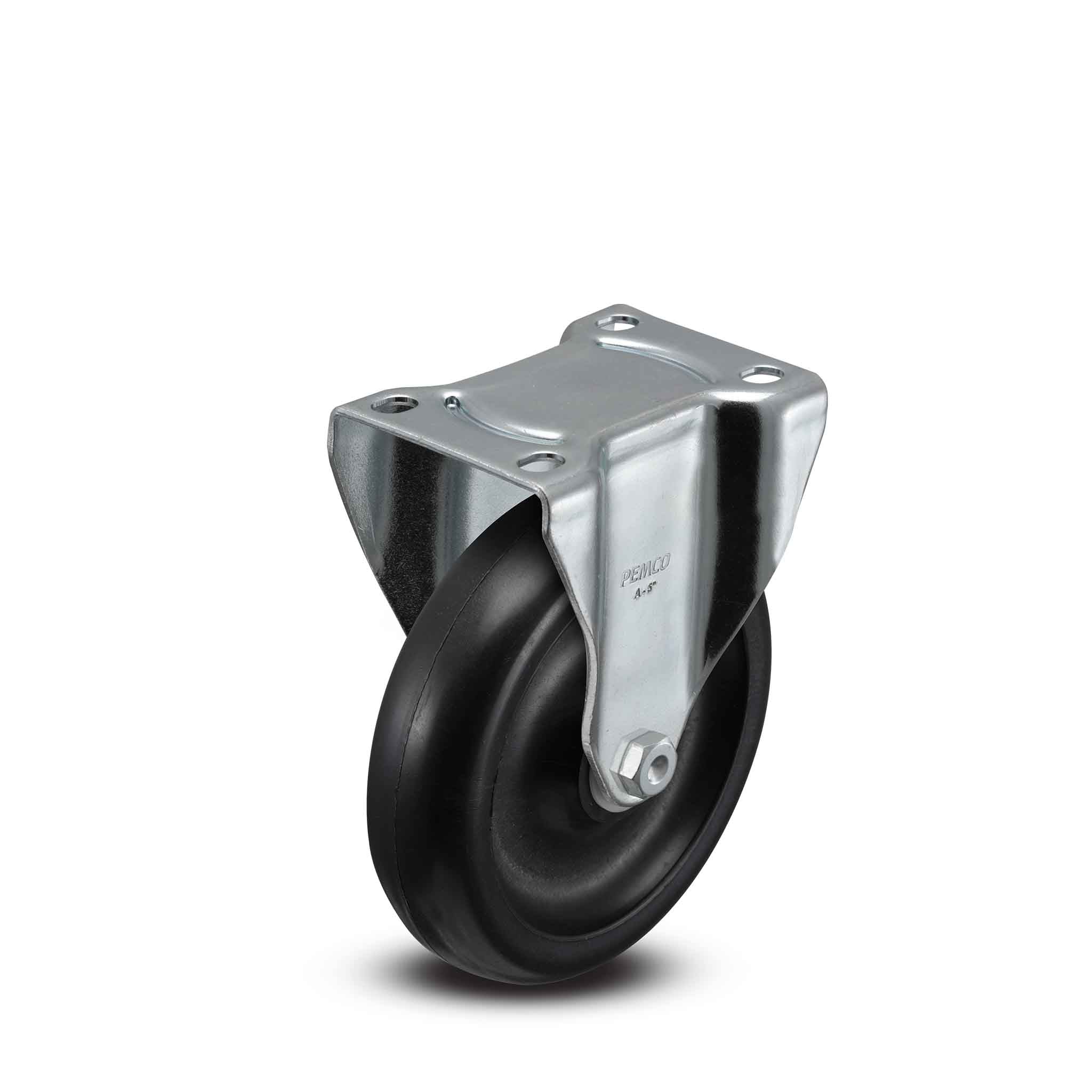 5 inch Rigid Caster with 1.25 inch wide Black Polyolefin Wheel